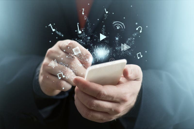 Music App stock image. Image of touchscreen, holding - 40859489