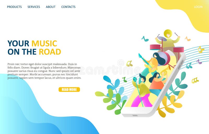 Music App Vector Website Landing Page Design Template Stock Vector ...