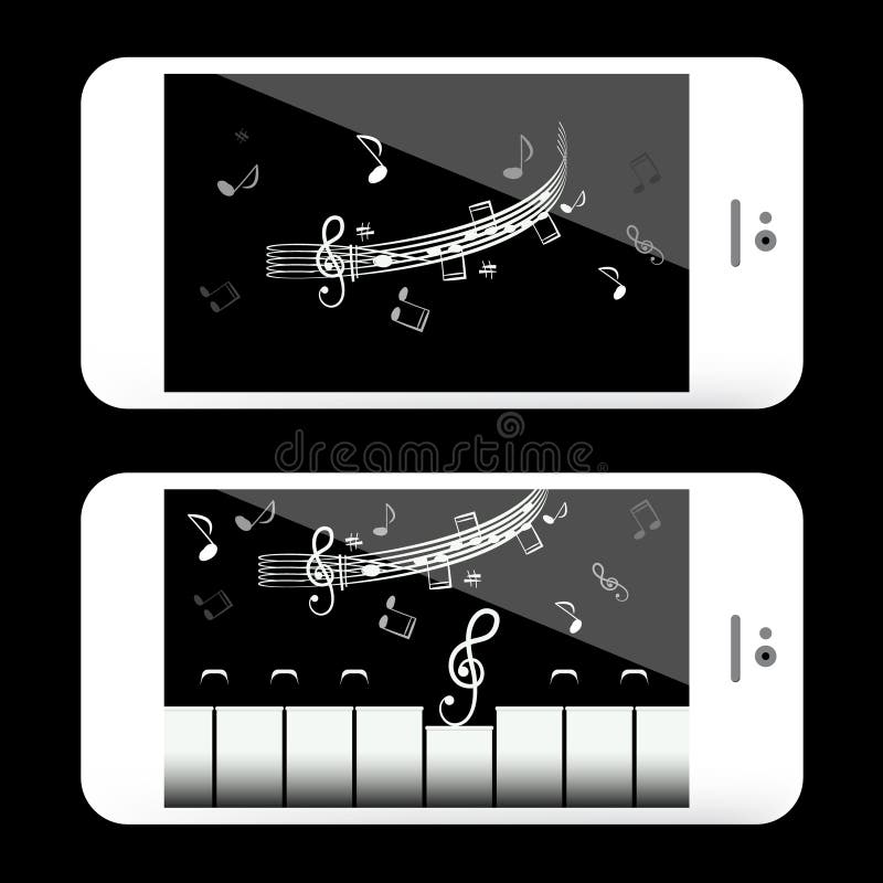 Music Application on Mobile Phone with Notes Stock Vector ...
