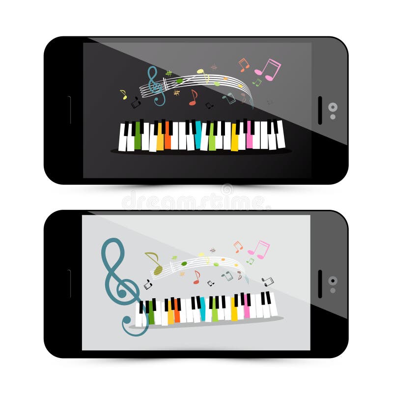 Music Application with Piano Keyboard and Notes Stock Vector ...