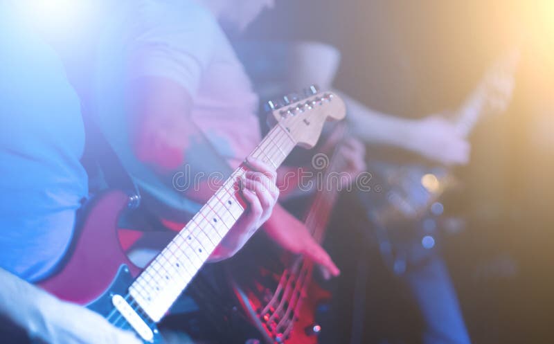 Music Artist Playing Solo by Guitar Stock Photo - Image of group ...