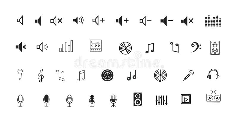 Music and Audio Icon Set – Vector Sound Symbols Collection Stock ...