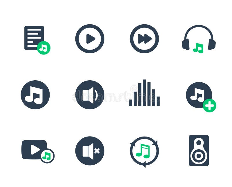 Music, Audio Icons Set on White Stock Vector - Illustration of loud ...