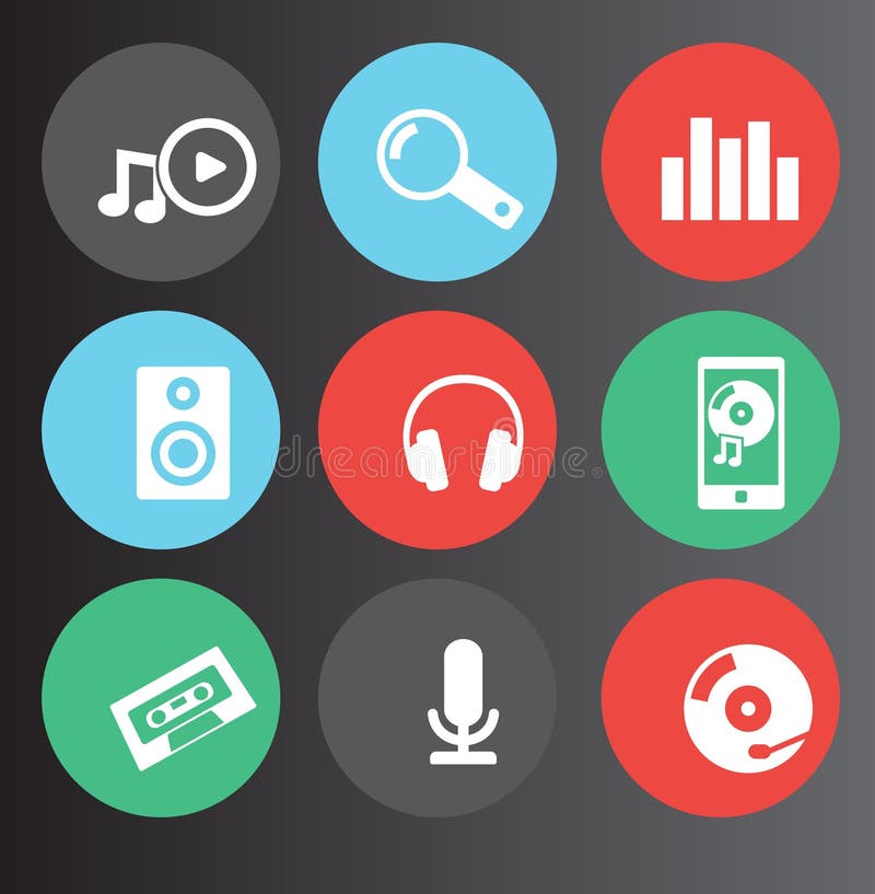 Music and audio icons stock vector. Illustration of music - 53233571