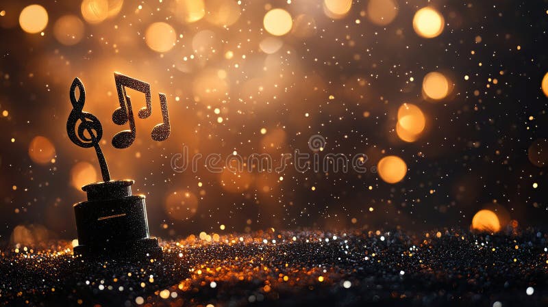 Music Award Trophy on Glittering Background Stock Photo - Image of ...