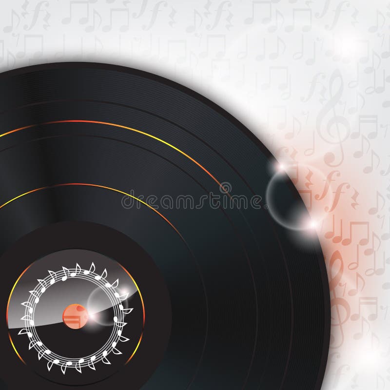 Music Background with a Glow Vinyl Plate Stock Vector - Illustration of ...