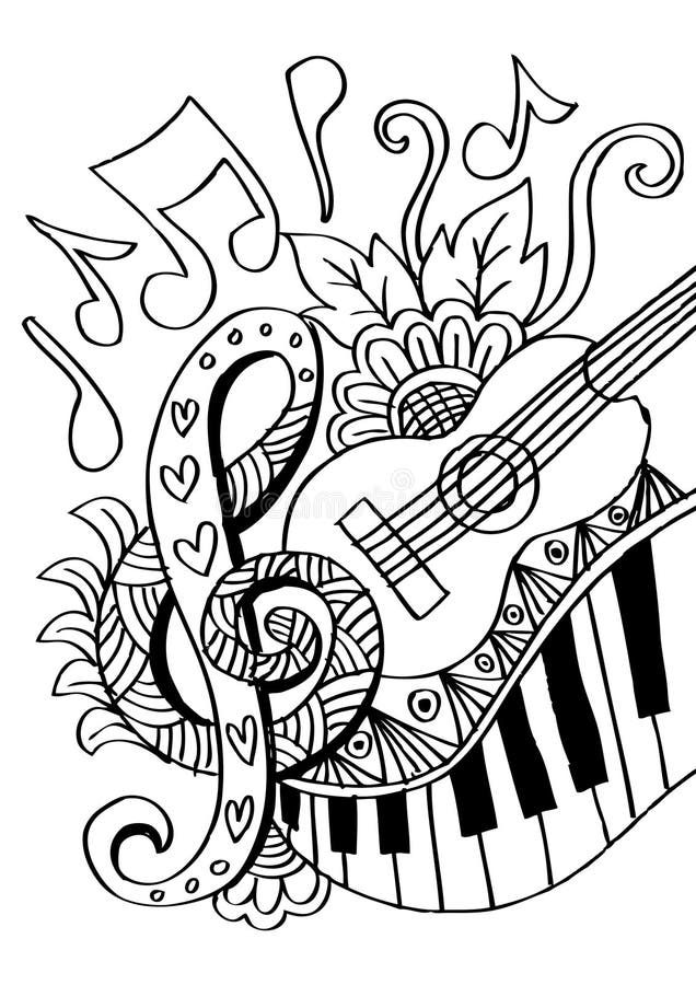 Abstract Music Background, Collage with Musical Instruments. Hand ...