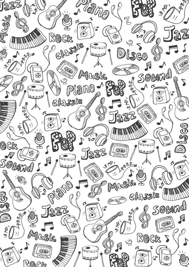 Music Background with Hand-draw Doodle Elements. Vector Illustration ...