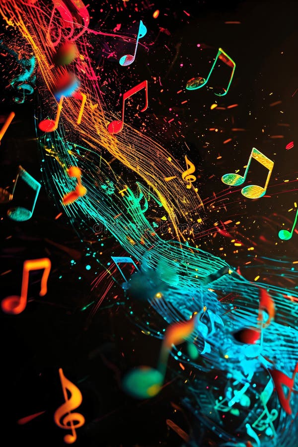 Music Background with Musical Notes on Black Background Stock Photo ...