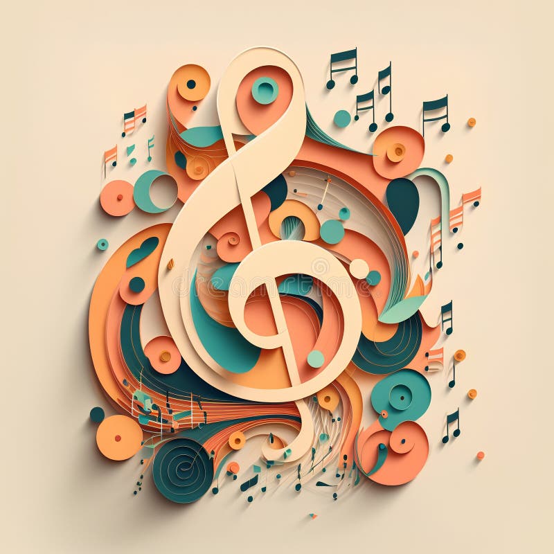 Music Background with Musical Notes and Swirls. 3d Illustration Stock ...