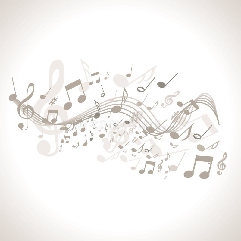 Vector Black Rounded Stave with Musical Notes on White Background ...