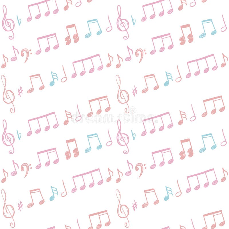 Seamless Pattern with Music Notes. Hand Drawn Background with Music ...