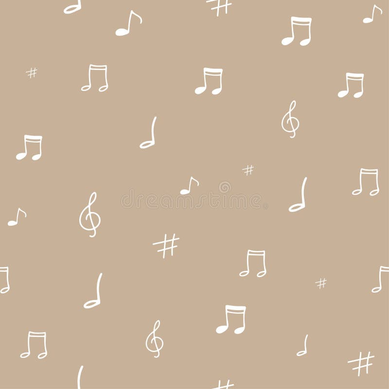 Music Background with Notes and Symbols, White, Seamless Pattern, Stock ...
