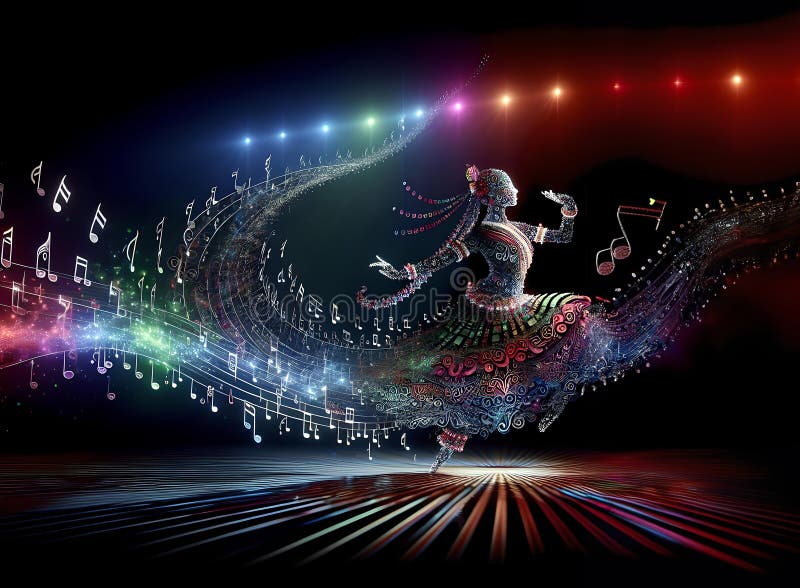 Music Ballet Dancer Performing with Swirling Notes Stock Illustration ...