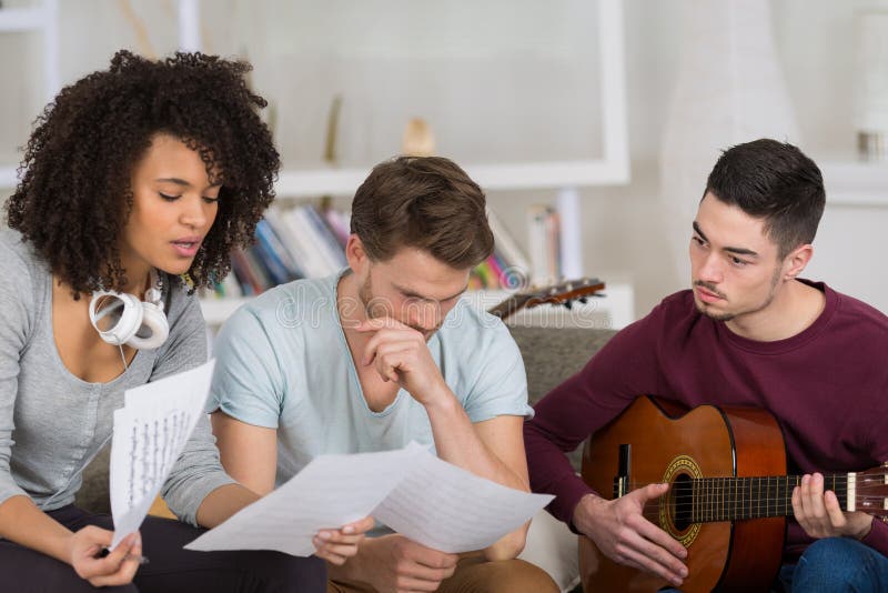 Music Band during Cd Recording in Studio Stock Image - Image of ...
