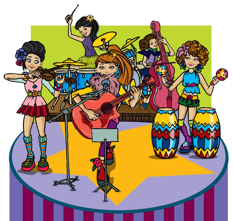 Music band stock vector. Illustration of female, shake - 74092158