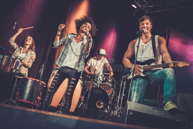 Music Band stock photo. Image of guitar, girl, background - 44746166