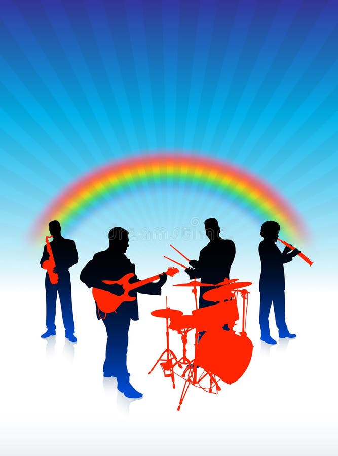 Girl DJ and Rainbow Music. stock vector. Illustration of entertainment ...