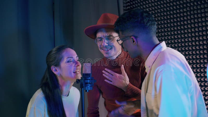 Music Studio with a Singing Band. Carefree Friends Singing Together ...
