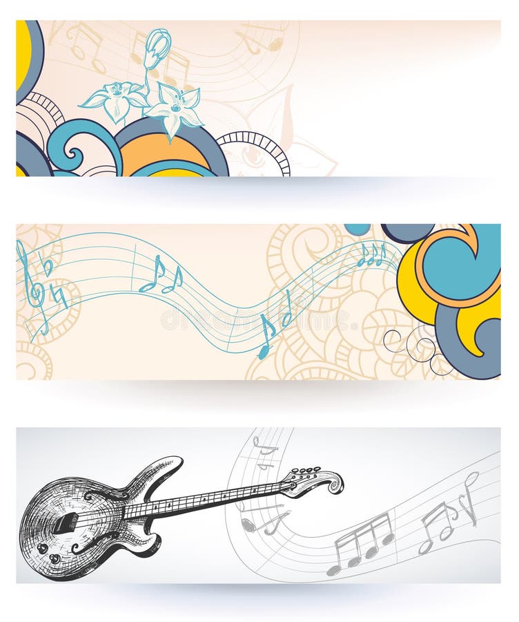 Music banners stock vector. Illustration of notes, musical - 18581717