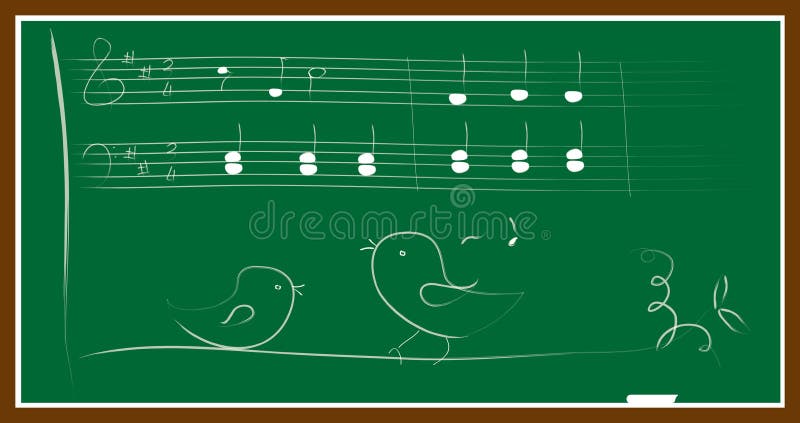 Music bird blackboard stock vector. Illustration of hand - 32135512