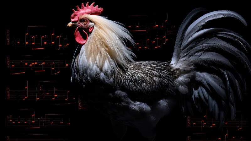 Music black rooster stock illustration. Illustration of notes - 361121269
