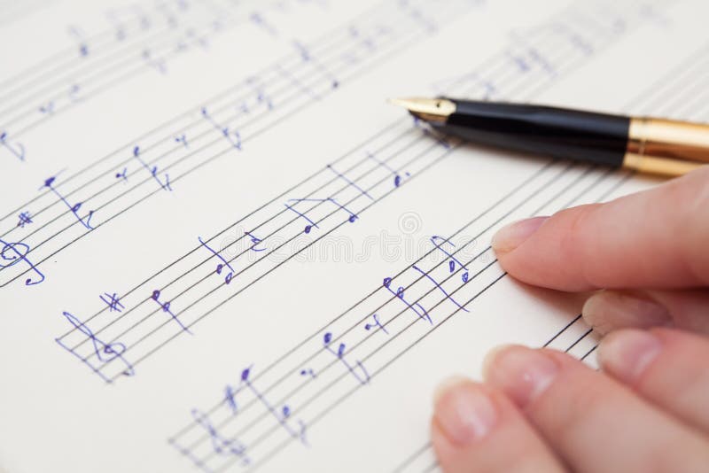 Music Book with Handwritten Notes Stock Image - Image of melody ...