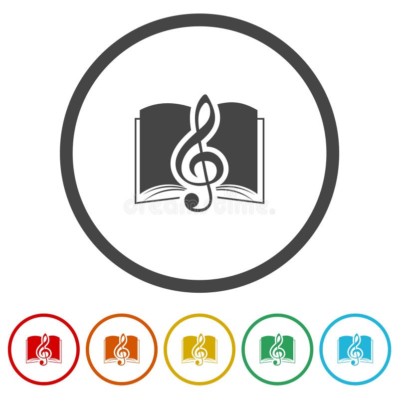 Music Book Logo. Set Icons in Color Circle Buttons Stock Vector ...