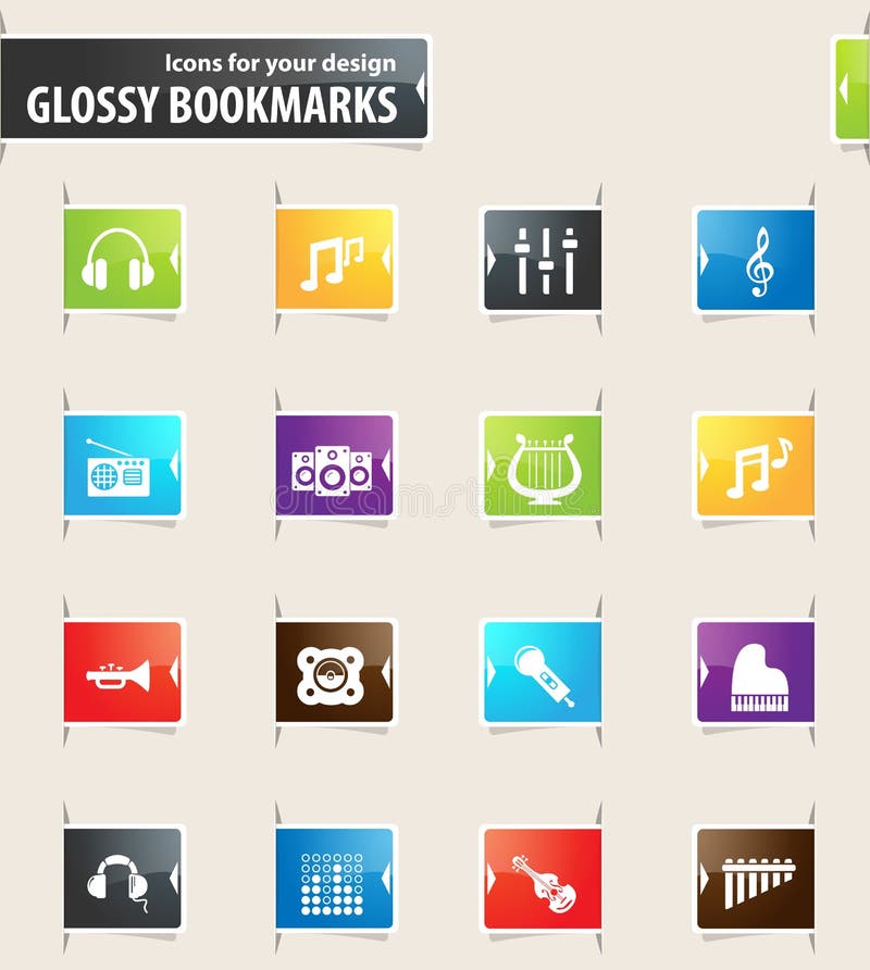 Music Bookmark Icons stock vector. Illustration of sound - 89119980