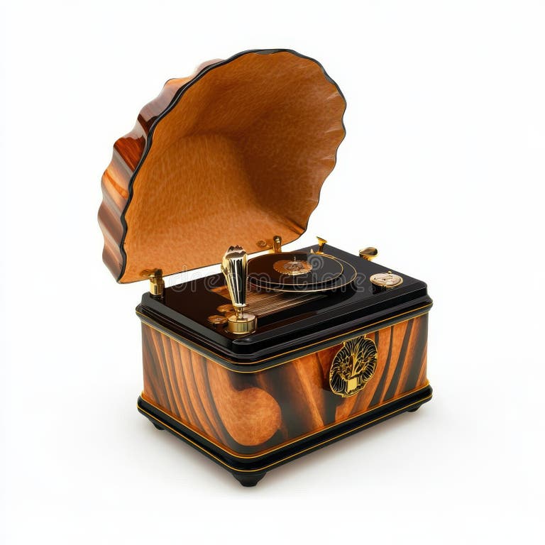 A Vintage Music Box with Intricate Carvings Isolated on White ...