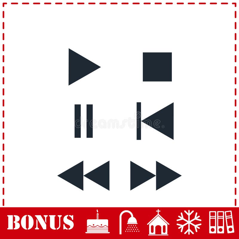Music button icon flat stock illustration. Illustration of black ...