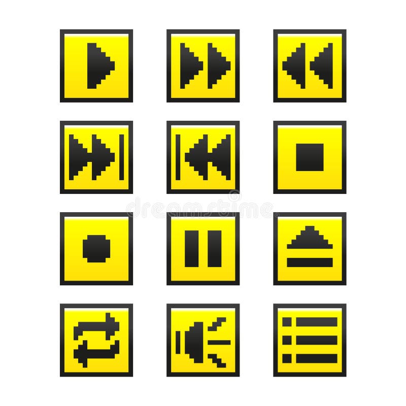 Music Buttons (pixel Game Style) Stock Vector - Illustration of pause ...