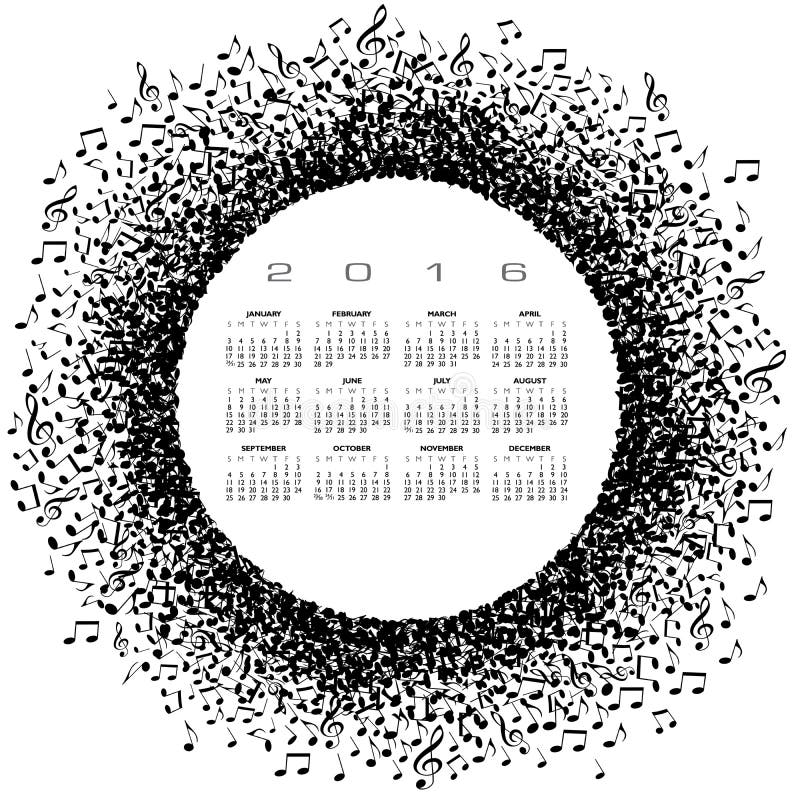 2016 Music Calendar with Notes Stock Vector - Illustration of resonance ...