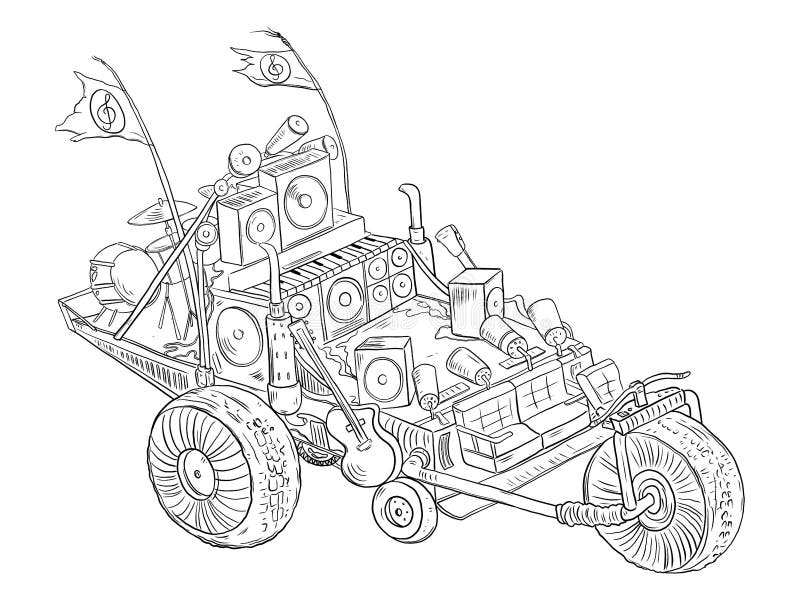 Vehicle with Musical Instruments. Car with Guitar, Piano and Percussion ...