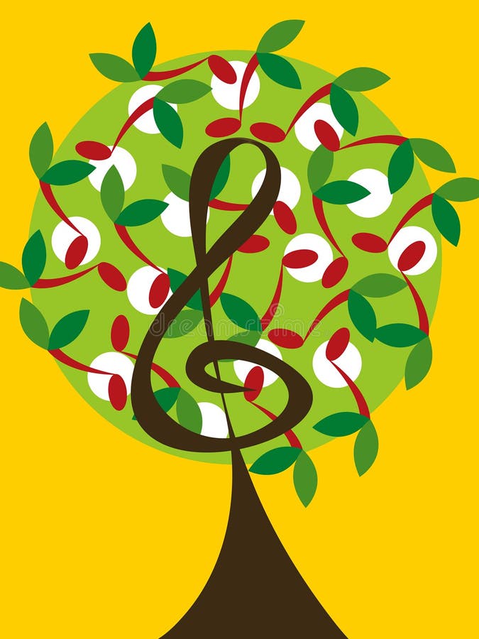 Music cherry notes tree stock vector. Illustration of polka - 3438817