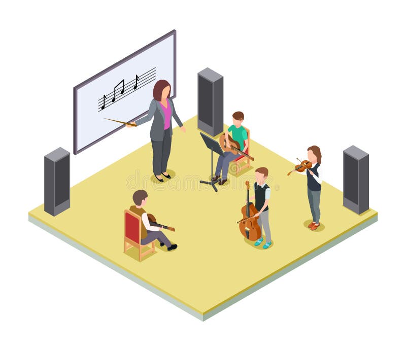 Music Class. School Orchestra Lesson Vector Concept Stock Vector ...