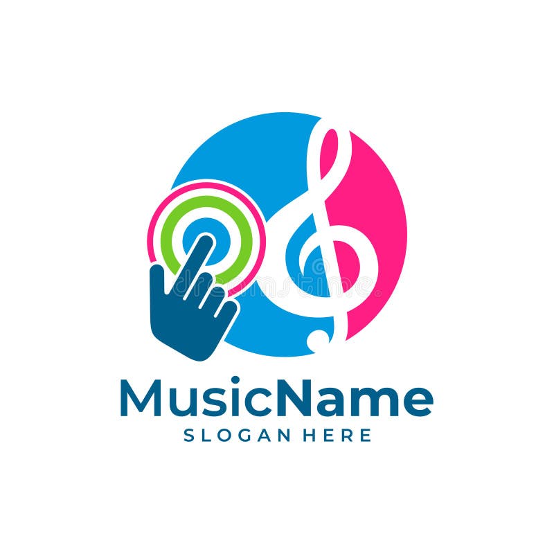 Music Click Logo Vector. Touch Music Logo Design Template Stock ...
