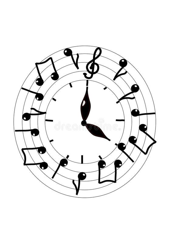 Music Note Clock Stock Illustrations – 1,915 Music Note Clock Stock ...