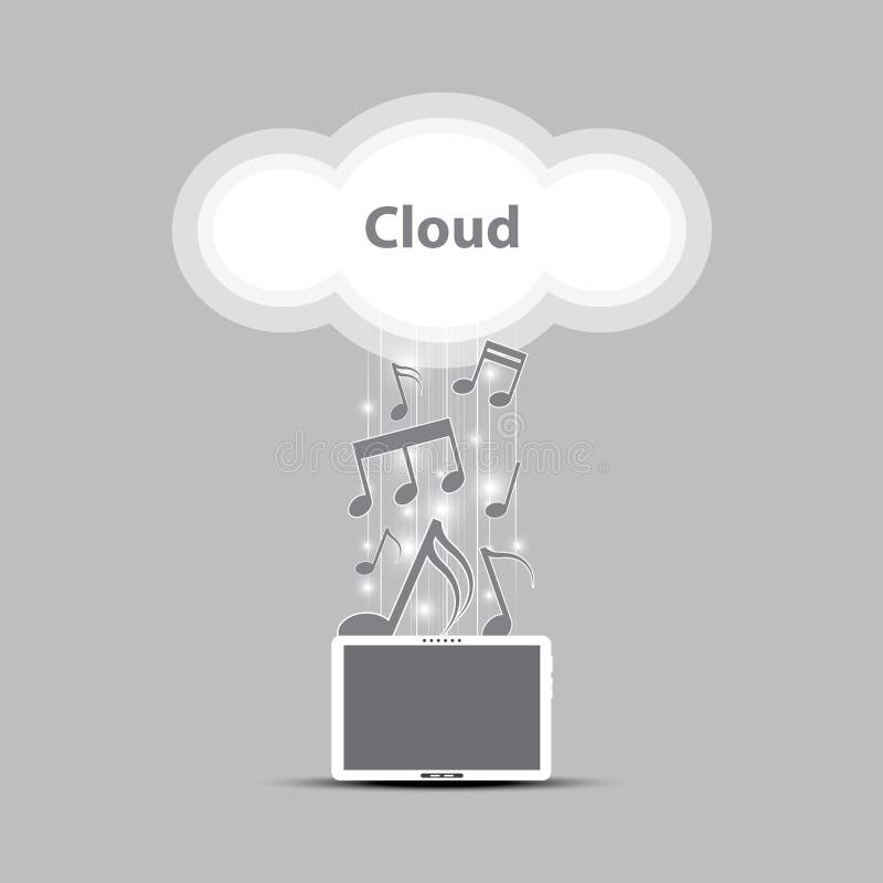 Music Cloud Computing Concept Stock Vector - Illustration of remote ...