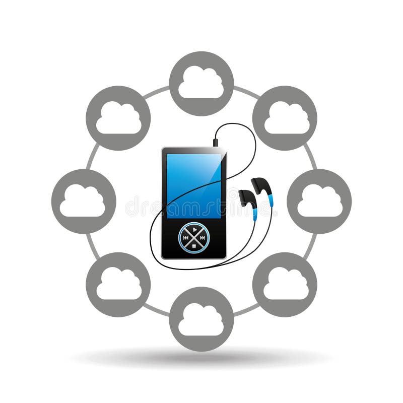 Music Cloud Connection Mp3 Digital Graphic Stock Vector - Illustration ...