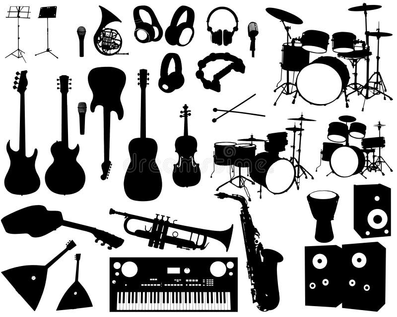 Music items collection stock vector. Illustration of vector - 5512263