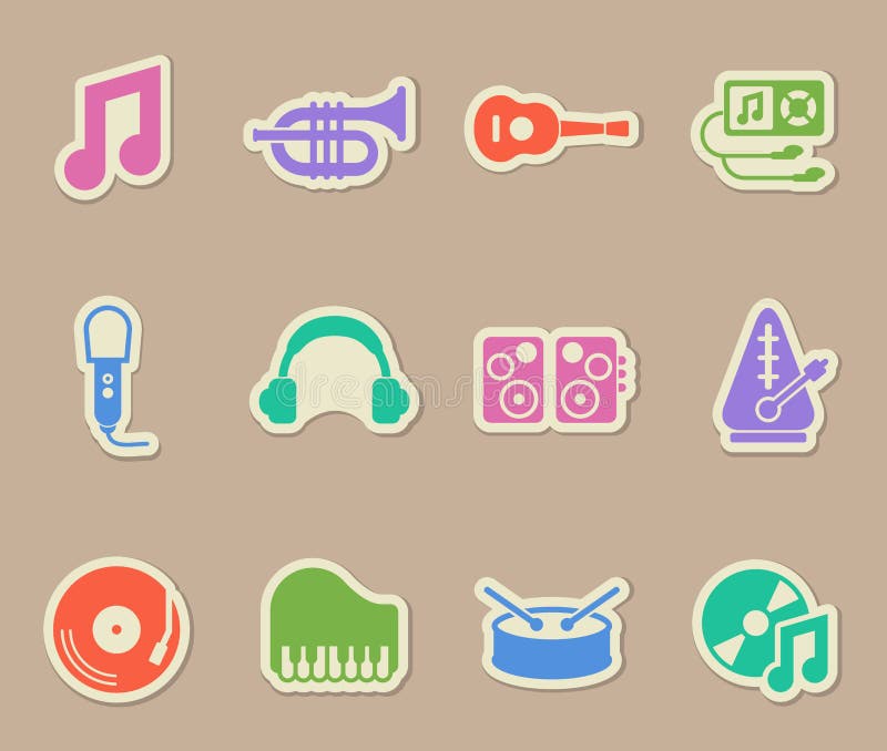 Music color paper stickers stock vector. Illustration of music - 246115005