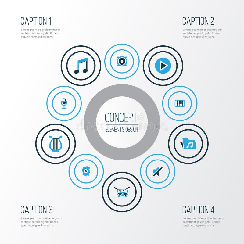 Music Colorful Icons Set. Collection of Microphone, Play, Folder and ...