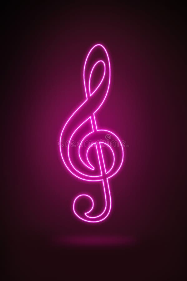 Music Concept. Neon, Pink Treble Clef on a Dark Background Stock ...