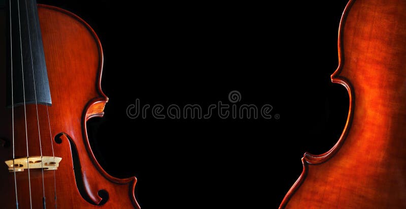 Music Concept. Violins on a Black Background. Violin Body Front and ...