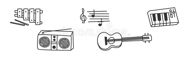 Music and Concert Line Item and Element Vector Set Stock Illustration ...