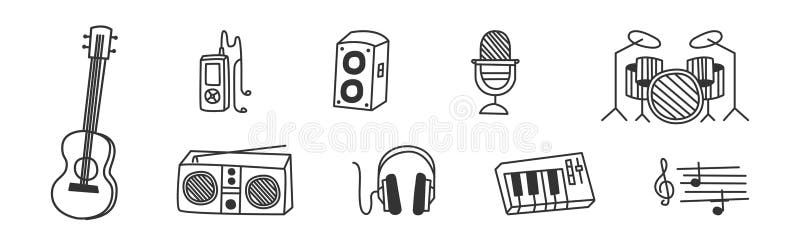 Music and Concert Line Item and Element Vector Set Stock Vector ...