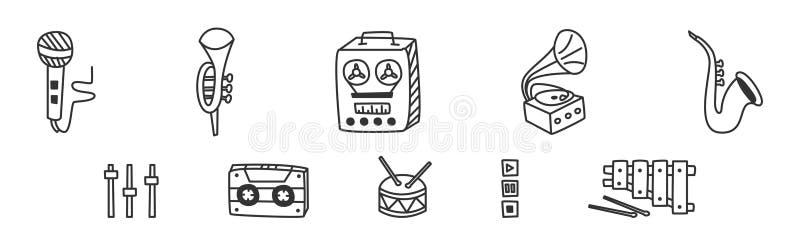 Music and Concert Line Item and Element Vector Set Stock Illustration ...