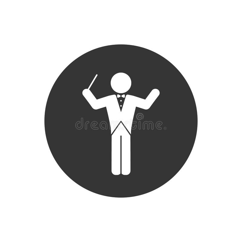 Music Conductor White Icon in Flat, Vector Stock Vector - Illustration ...