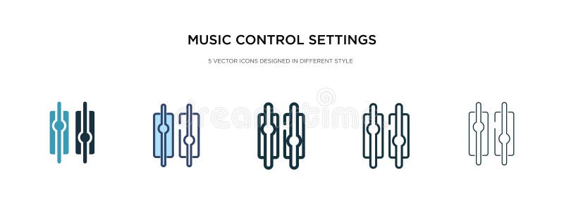 Music Control Settings Button Icon in Different Style Vector ...